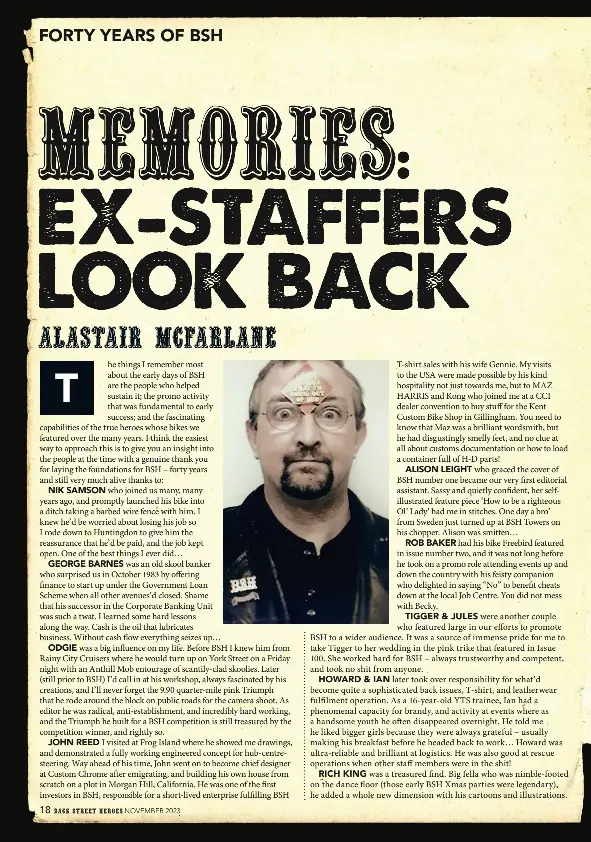 MEMORIES: EX-STAFFERS LOOK BACK ALASTAIR MACFARLANE - PressReader