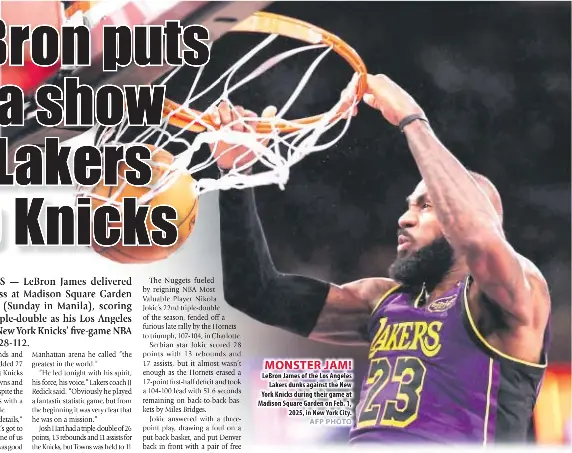 LeBron puts on a show as Lakers top Knicks - PressReader
