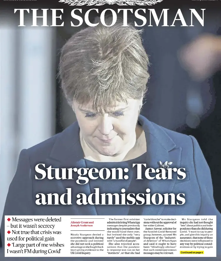 Sturgeon: Tears and admissions - PressReader