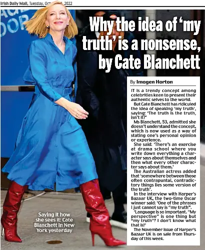 Why the idea of ‘my truth’ is a nonsense, by Cate Blanchett - PressReader
