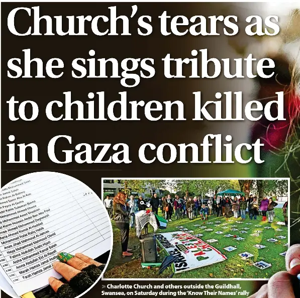 Church’s tears as she sings tribute to children killed in Gaza conflict - PressReader