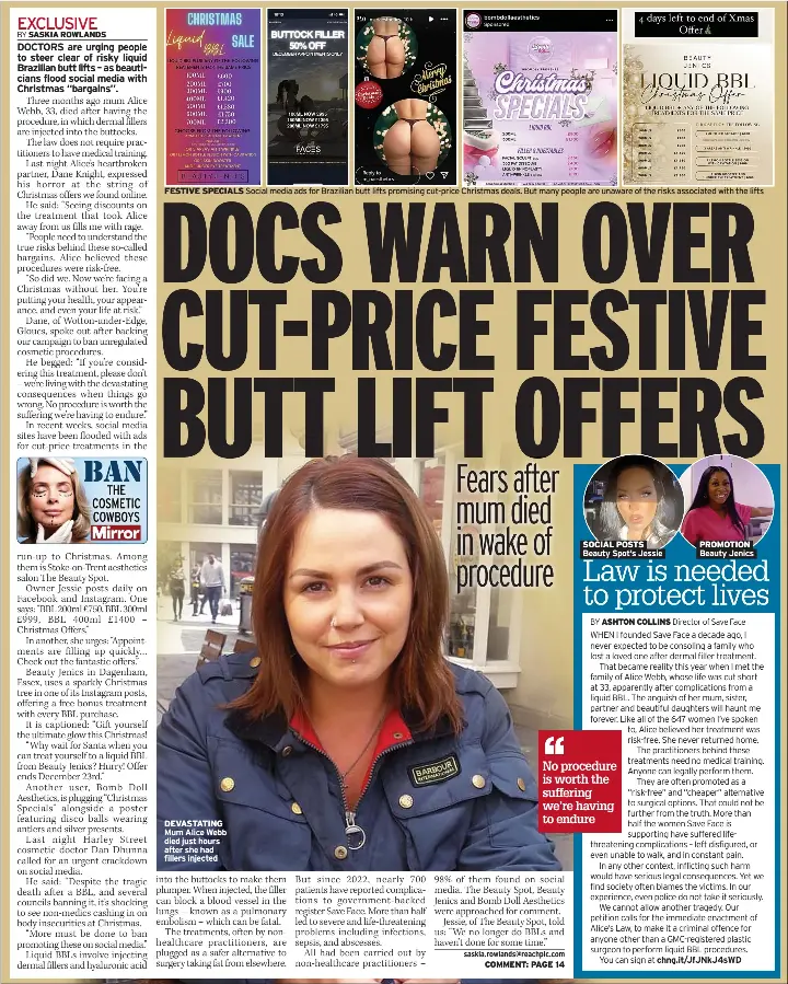 DOCS WARN OVER CUT-PRICE FESTIVE BUTT LIFT OFFERS - PressReader