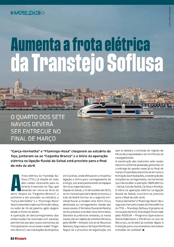 Aumenta a frota elétrica da Transtejo Soflusa - PressReader