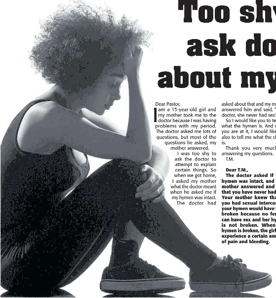 Too shy to ask doctor about my body - PressReader