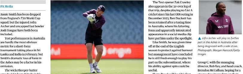 England drop Jamie Smith from T20 World Cup squad and include Jofra ...