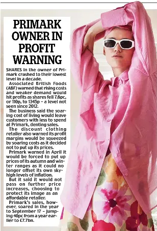 PRIMARK OWNER IN PROFIT WARNING - PressReader