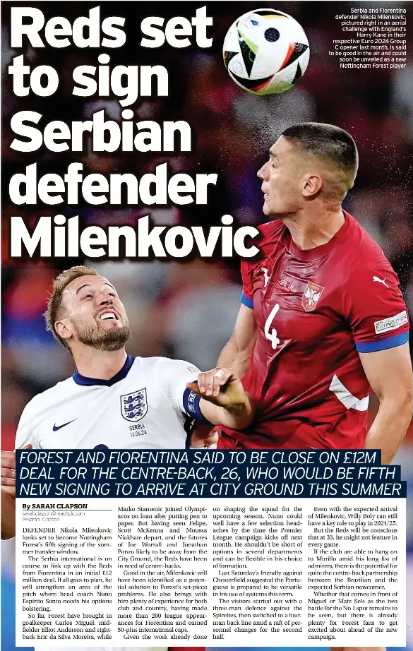 Reds set to sign Serbian defender Milenkovic - PressReader