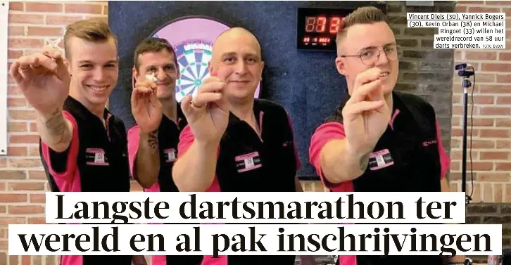 Langste dartsmarat­hon ter wereld en al pak inschrijvi­ngen. - PressReader