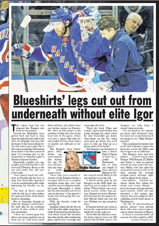 Blueshirts’ legs cut out from underneath without elite Igor - PressReader