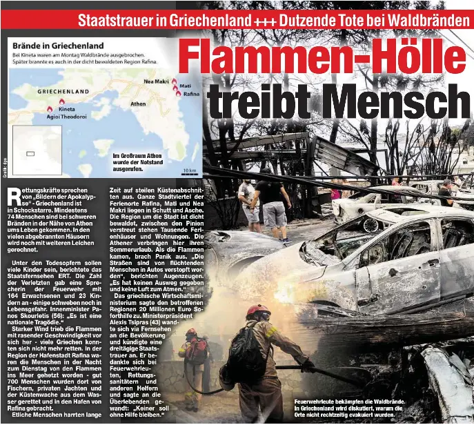 Flammen-Hölle in Hellas treibt Menschen ins Meer - PressReader