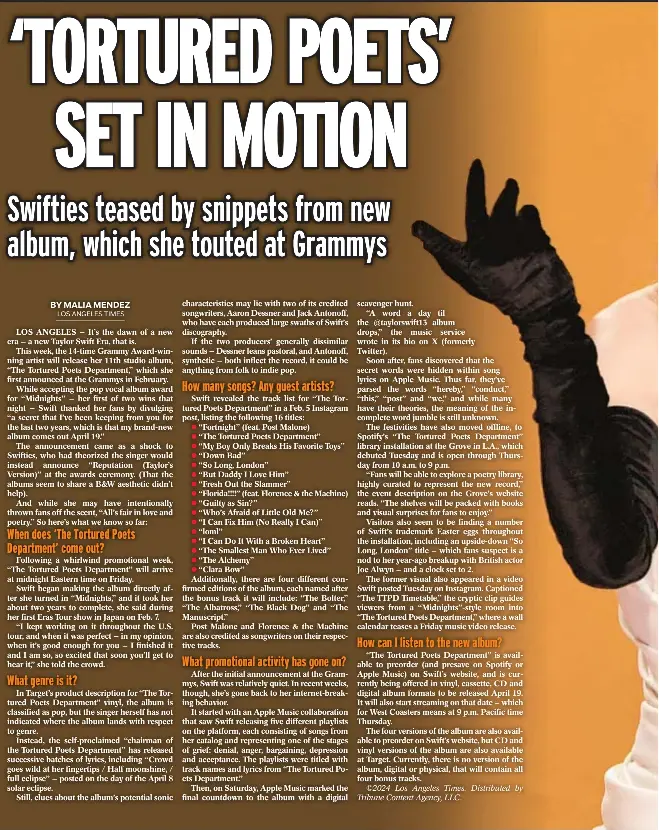 ‘TORTURED POETS’ SET IN MOTION - PressReader