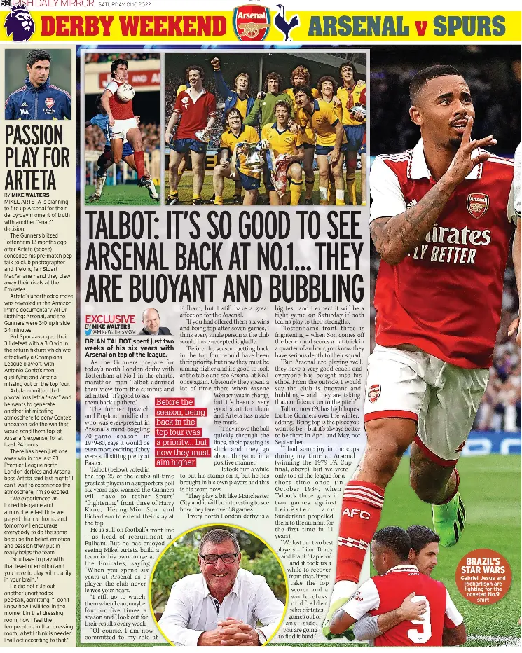 TALBOT: IT’S SO GOOD TO SEE ARSENAL BACK AT NO.1... THEY ARE BUOYANT AND BUBBLING - PressReader