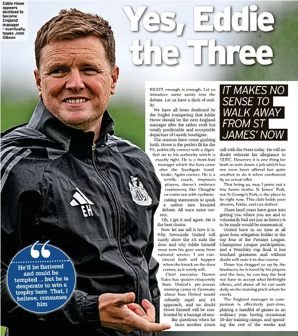 Yes, Eddie is the best man for the Three Lions – but not yet - PressReader