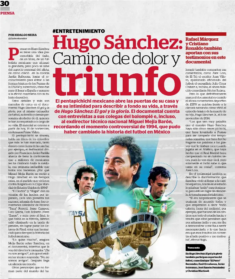 Hugo Sánchez: Camino de dolor y triunfo - PressReader