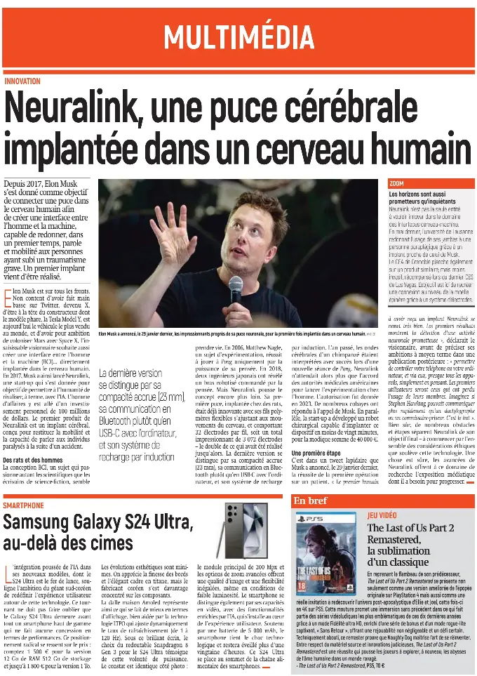 Neuralink, une puce cérébrale implantée dans un cerveau humain ...
