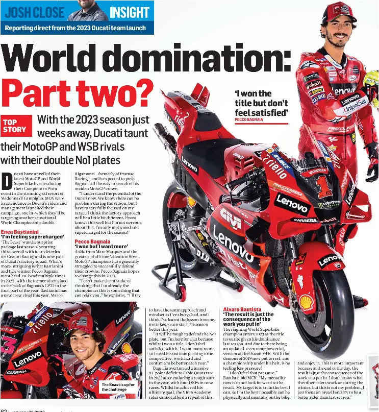 JOSH CLOSE INSIGHT Reporting direct from the 2023 Ducati team launch World domination: Part two ...