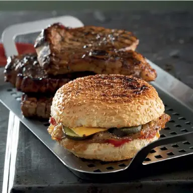 American BURGER BRAAI TOASTIES with BBQ PORK CHOPS - PressReader