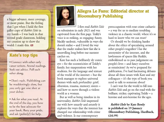 Allegra Le Fanu: Editorial director at Bloomsbury Publishing - PressReader