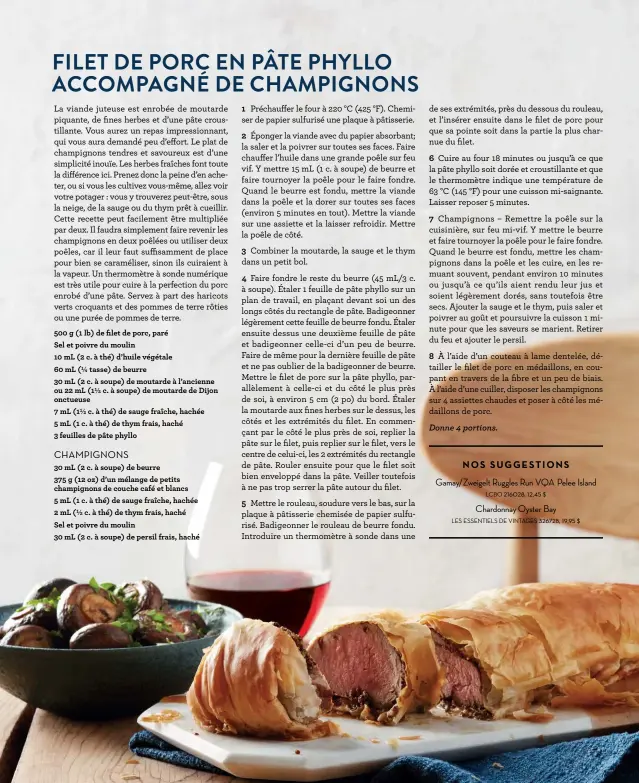 FILET DE PORC EN PÂTE PHYLLO ACCOMPAGNÉ DE CHAMPIGNON­S - PressReader