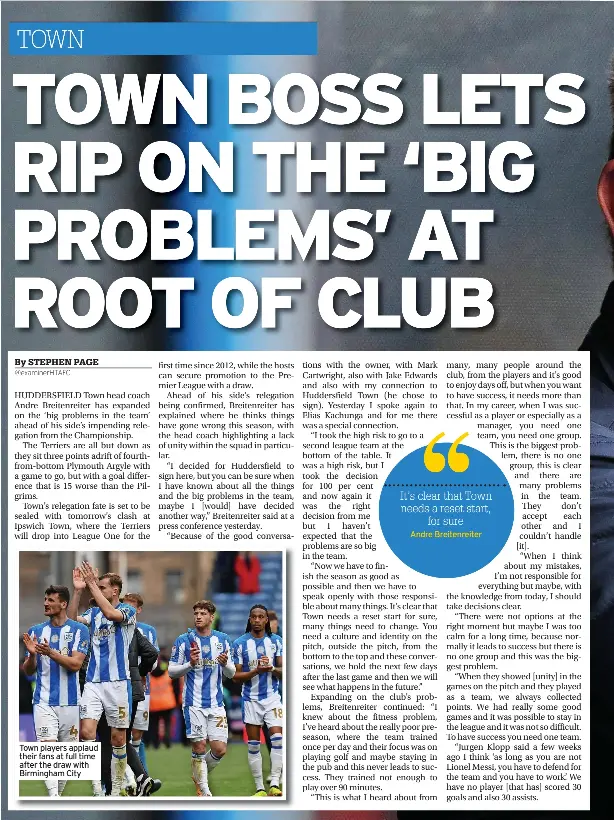 TOWN BOSS LETS RIP ON THE ‘BIG PROBLEMS’ AT ROOT OF CLUB - PressReader