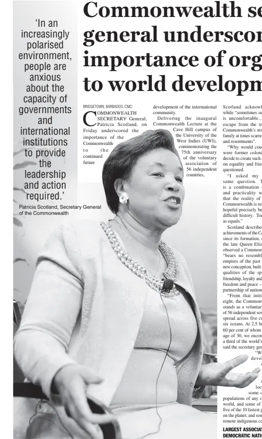 Commonweal­th secretary general underscore­s importance of organisati­on to world developmen­t ...