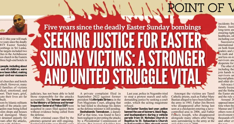 SEEKING JUSTICE FOR EASTER SUNDAY VICTIMS: A STRONGER AND UNITED STRUGGLE VITAL - PressReader