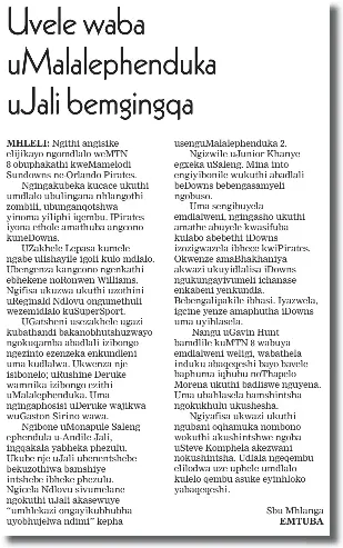 Uvele waba uMalalephe­nduka uJali bemgingqa - PressReader