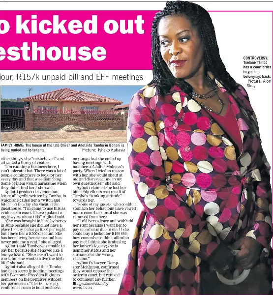 TSELANE TAMBO IN EVICTION DRAMA - PressReader