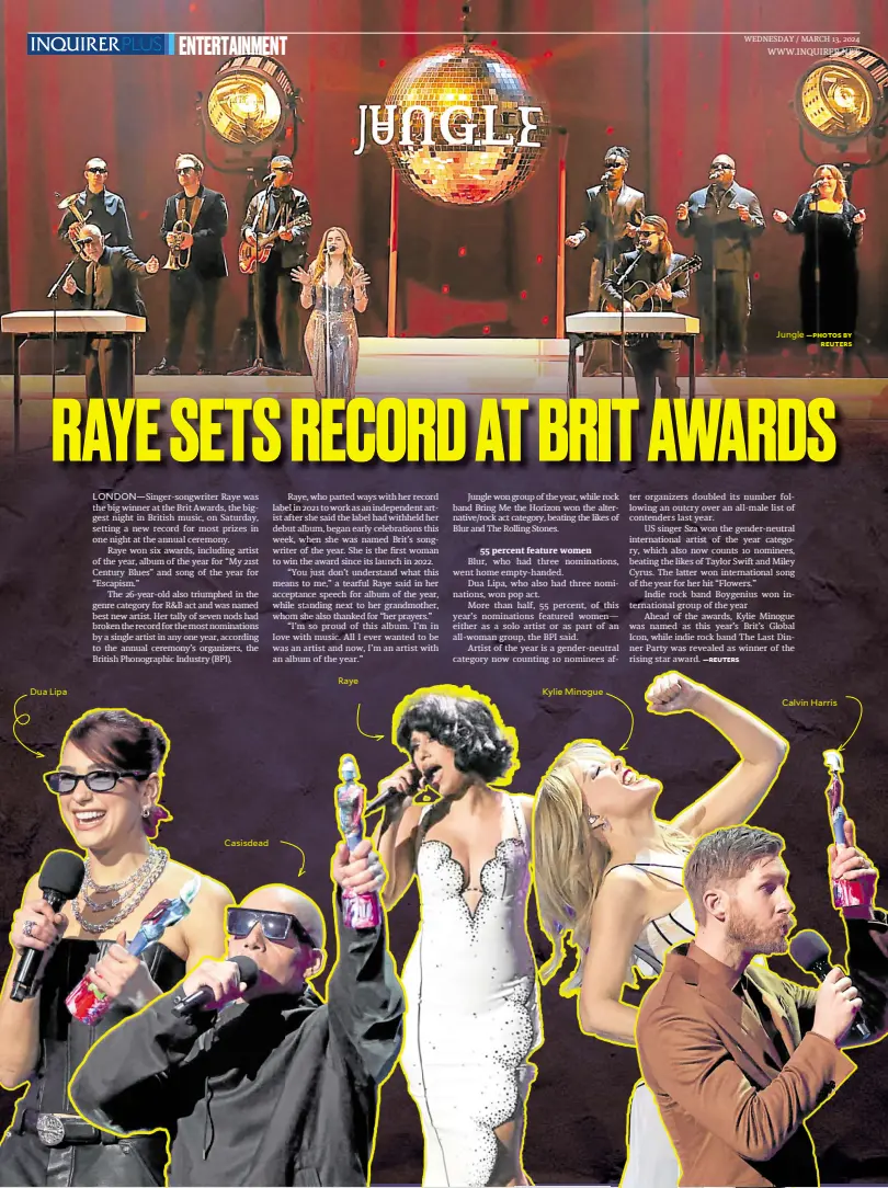 RAYE SETS RECORD AT BRIT AWARDS - PressReader