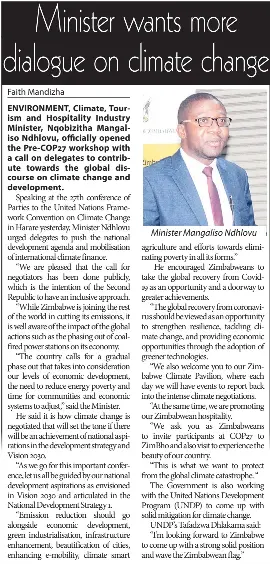 Minister wants more dialogue on climate change - PressReader