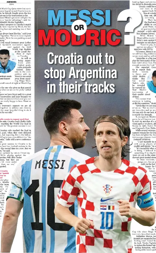 MESSI OR MODRIC Croatia out to stop Argentina in their tracks - PressReader