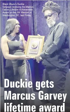 Duckie gets Marcus Garvey lifetime award - PressReader