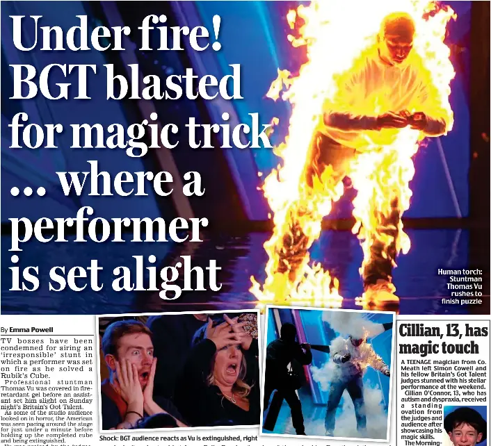 Under fire! BGT blasted for magic trick ... where a performer is set alight - PressReader