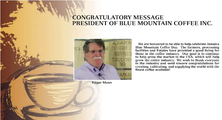 CONGRATULA­TORY MESSAGE PRESIDENT OF BLUE MOUNTAIN COFFEE INC ...
