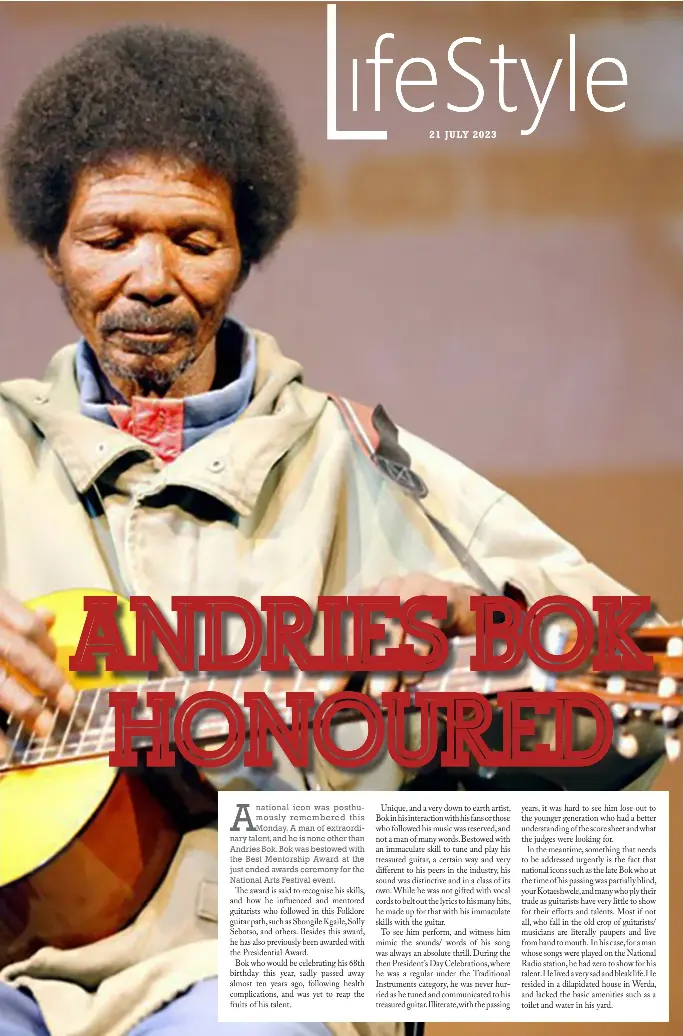 ANDRIES BOK HONOURED - PressReader