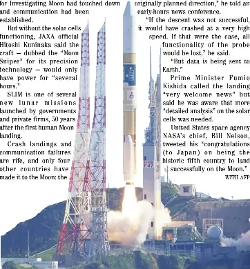 Japan lands lunar prober - PressReader