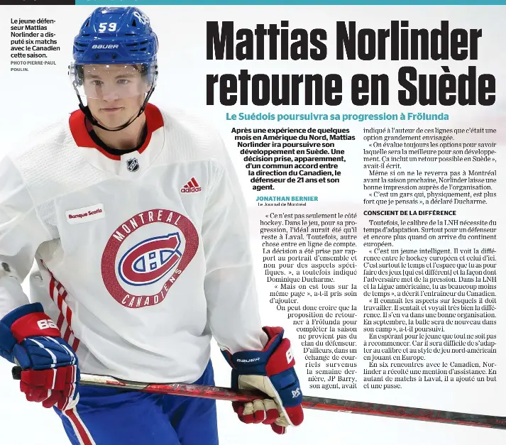 Mattias Norlinder retourne en Suède - PressReader