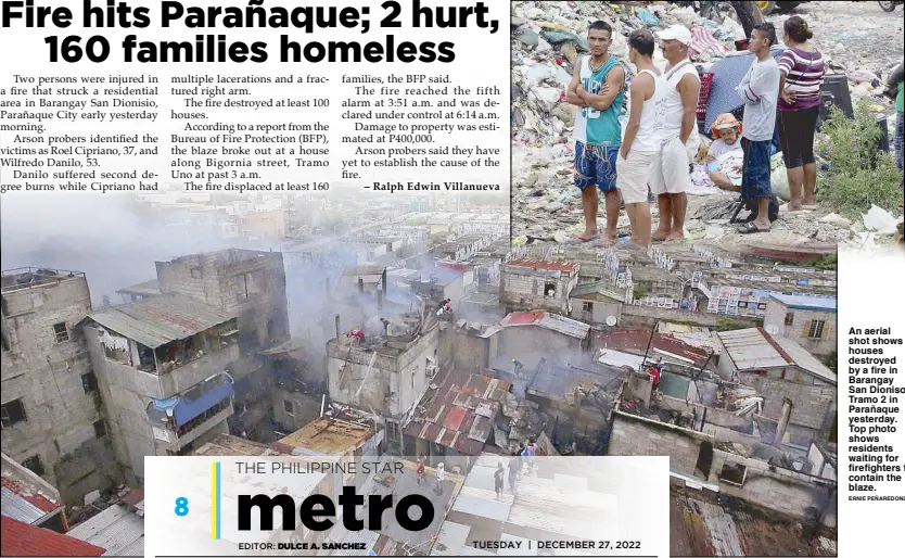 Fire hits Parañaque; 2 hurt, 160 families homeless - PressReader