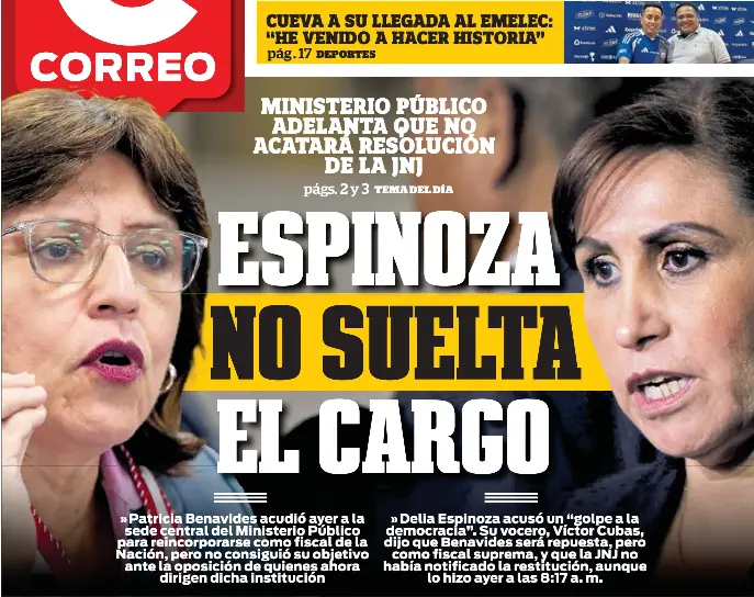 ESPINOZA NO SUELTA EL CARGO - PressReader