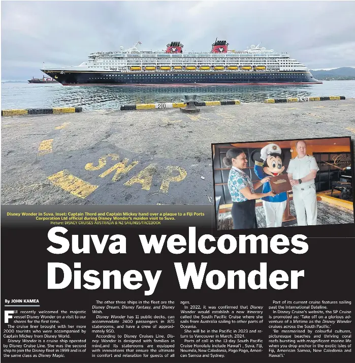 Suva welcomes Disney Wonder Fiji at hydrograph­ic meet - PressReader