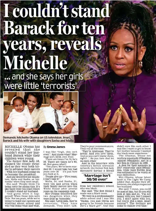 I couldn’t stand Barack for ten years, reveals Michelle - PressReader