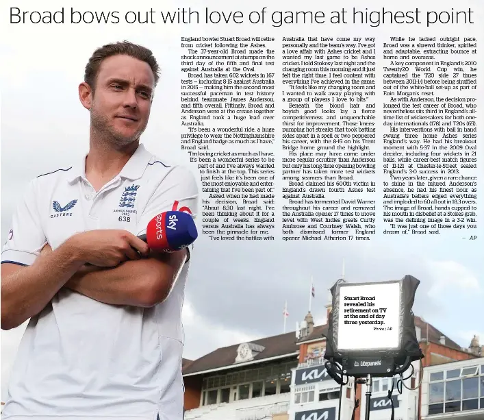 Broad bows out with love of game at highest point - PressReader