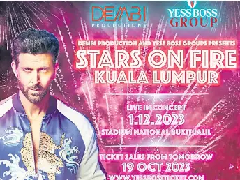 Hrithik Roshan leads star-studded concert in Bukit Jalil on Dec 1 ...