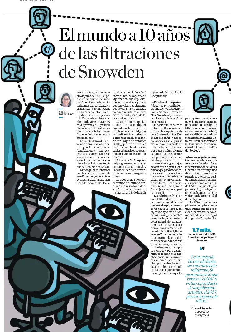 El mundo a 10 años de las filtracion­es de Snowden El Perú se luce en las pantallas de Times ...