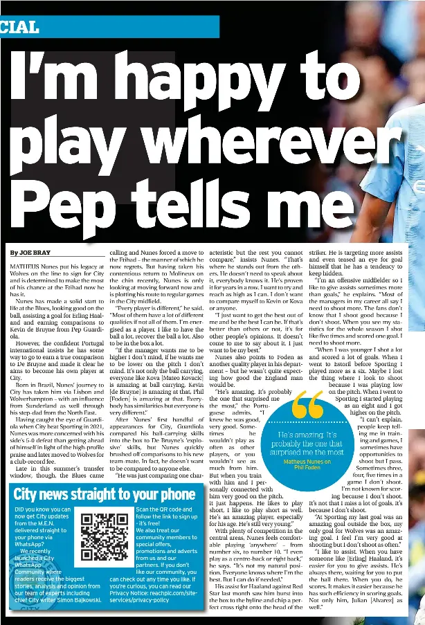I’m happy to play wherever Pep tells me - PressReader