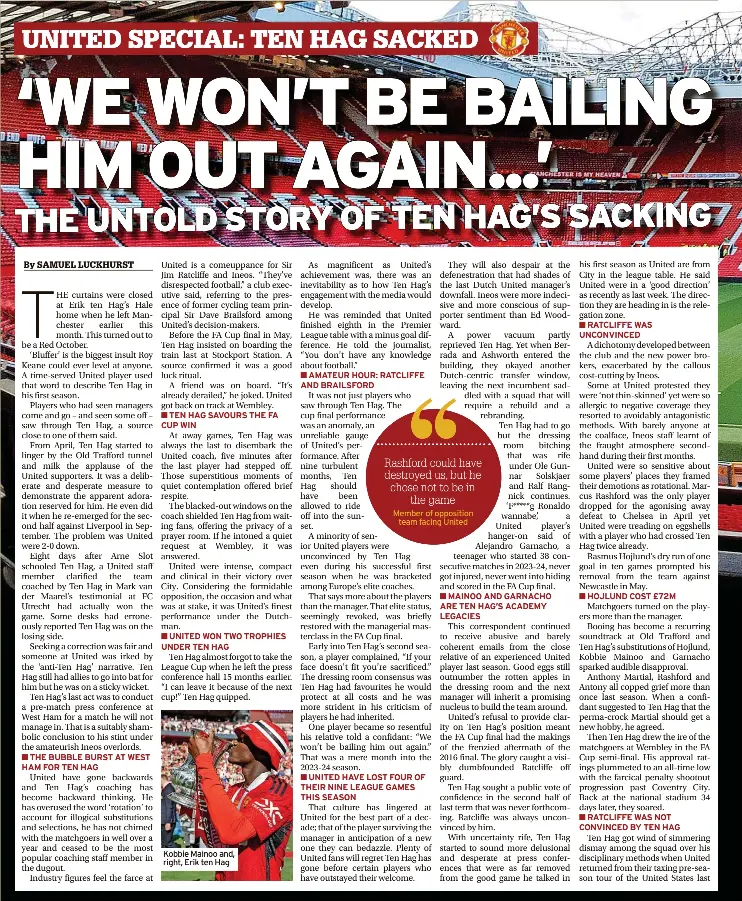‘WE WON’T BE BAILING HIM OUT AGAIN...’ THE UNTOLD STORY OF TEN HAG’S SACKING - PressReader