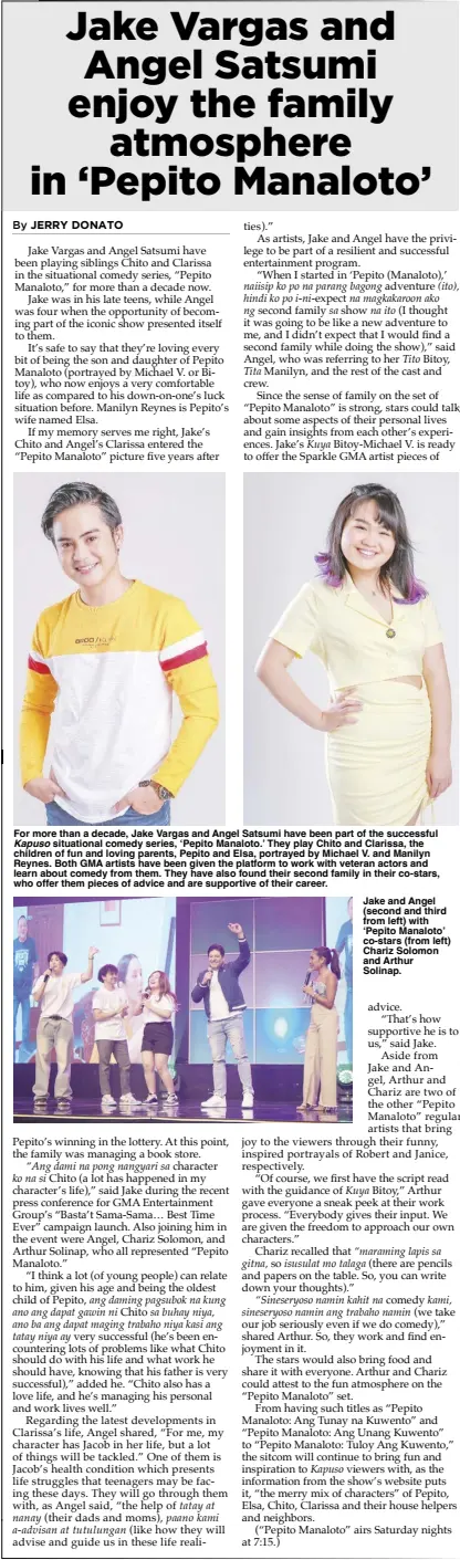 Jake Vargas and Angel Satsumi enjoy the family atmosphere in ‘Pepito Manaloto’ - PressReader