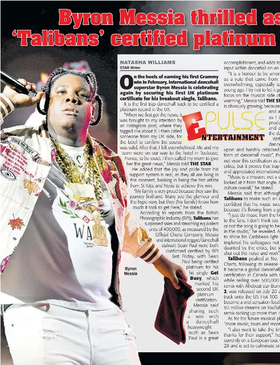 Byron Messia thrilled as ‘Talibans’ certified platinum in UK - PressReader
