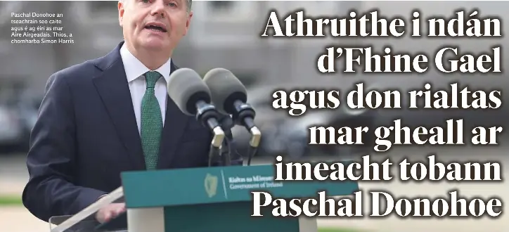 Athruithe i ndán d’Fhine Gael agus don rialtas mar gheall ar imeacht ...
