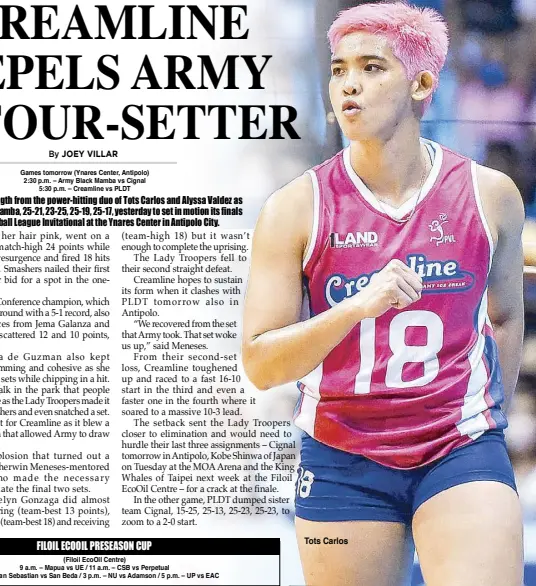 CREAMLINE REPELS ARMY IN FOUR-SETTER - PressReader